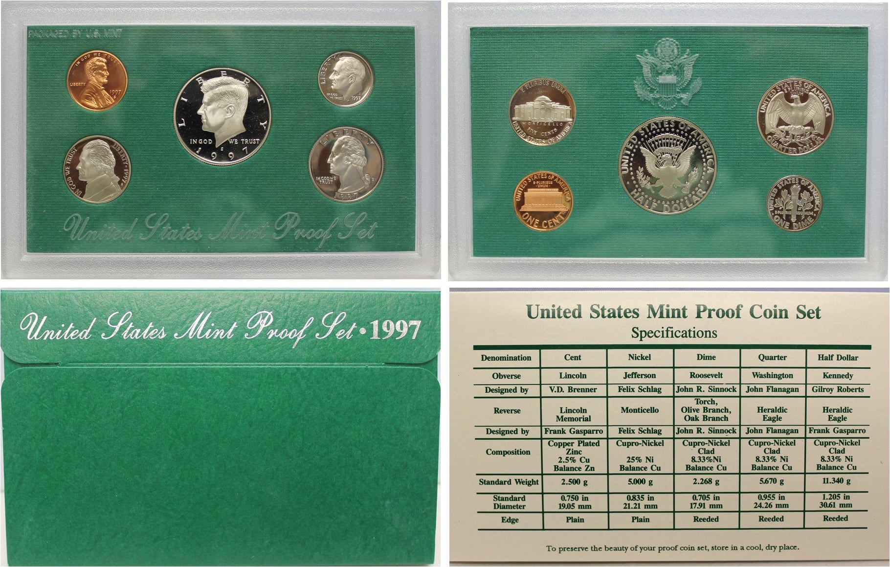 1997 Proof Set CN-Clad (OGP) 5 coins