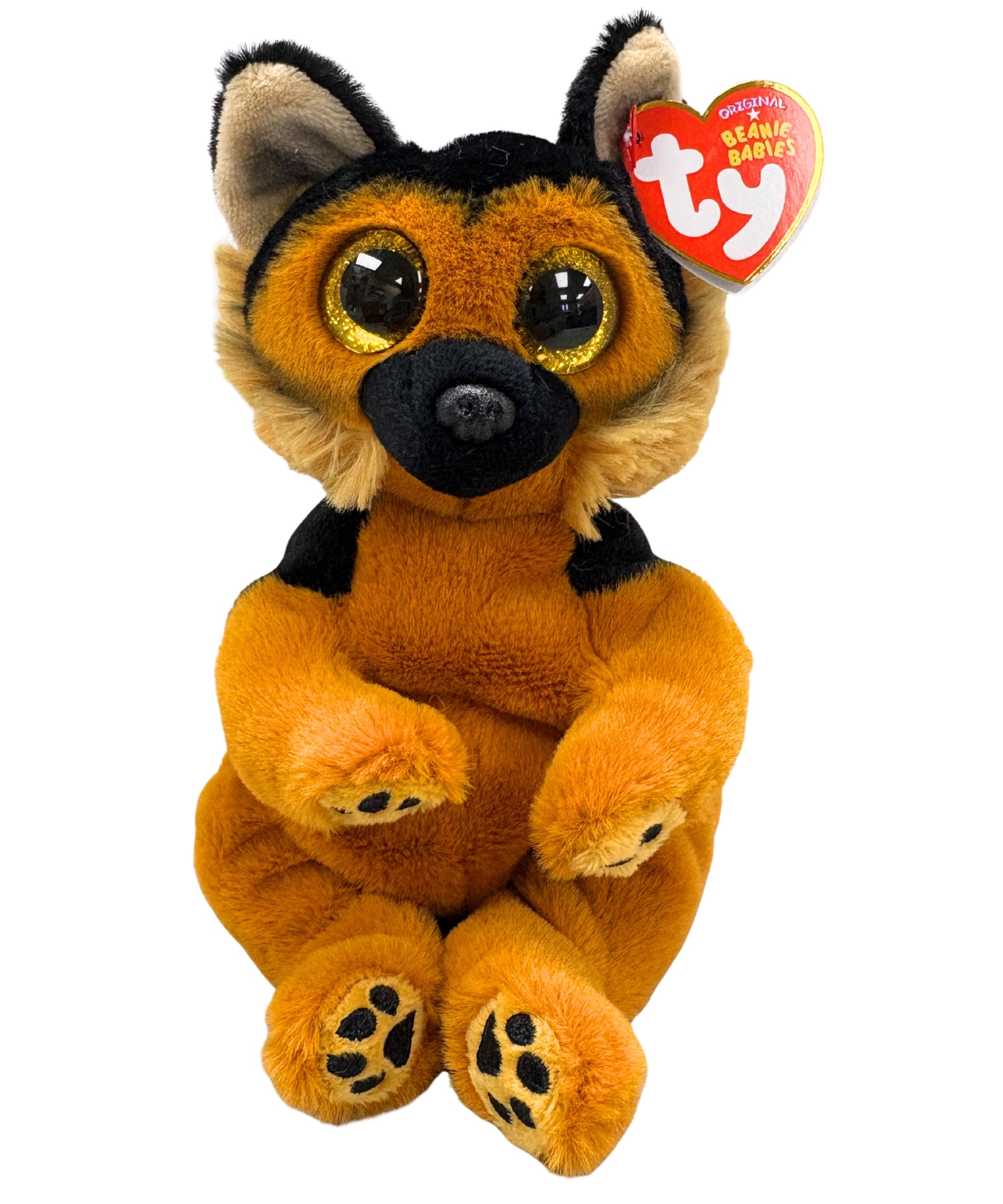 Ty Beanie Bellies - Ace the German Shepherd, Glitter Eyes