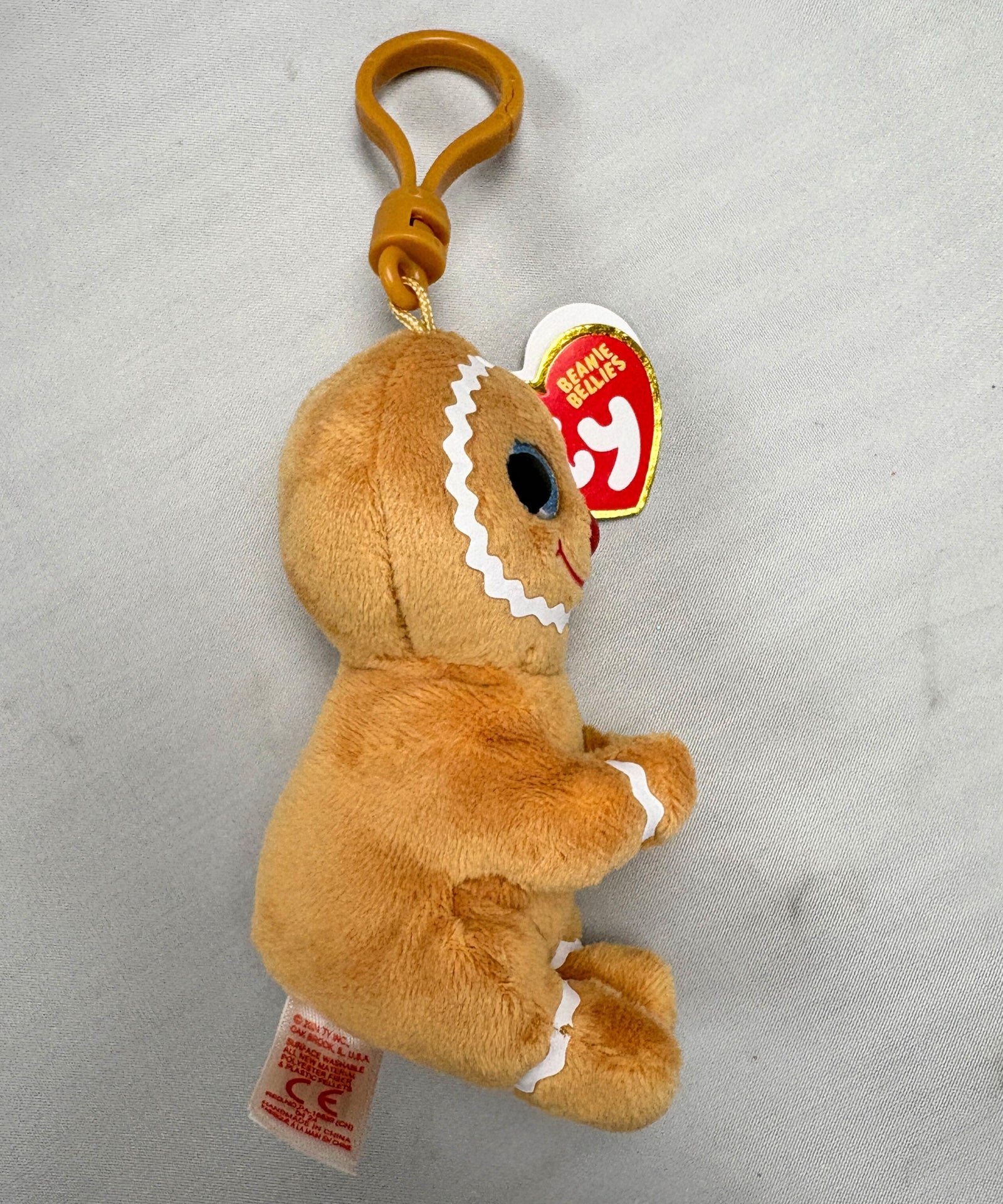 Ty Beanie Bellies (Key Clip) - Cookie the Gingerbread Man, Glitter Eye