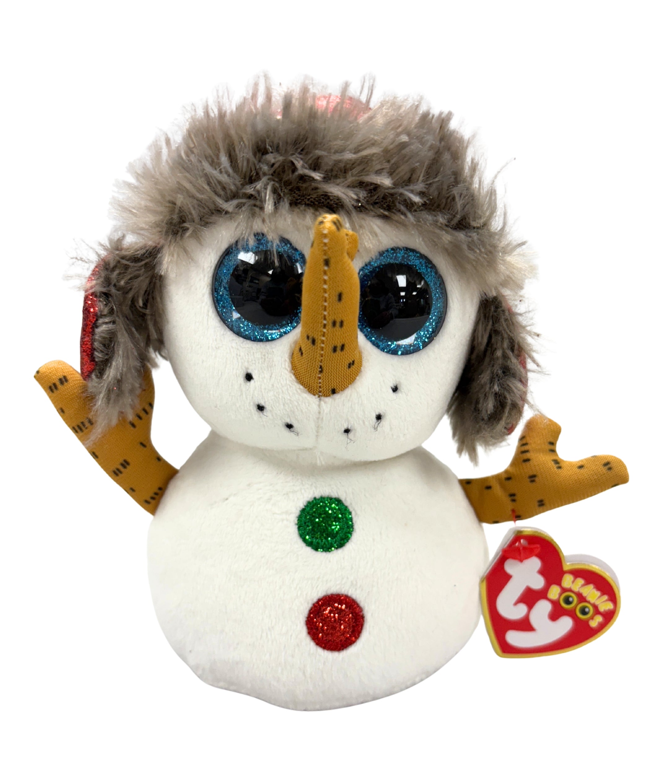 Ty Beanie Boos - Buttons the Snowman, Glitter Eyes