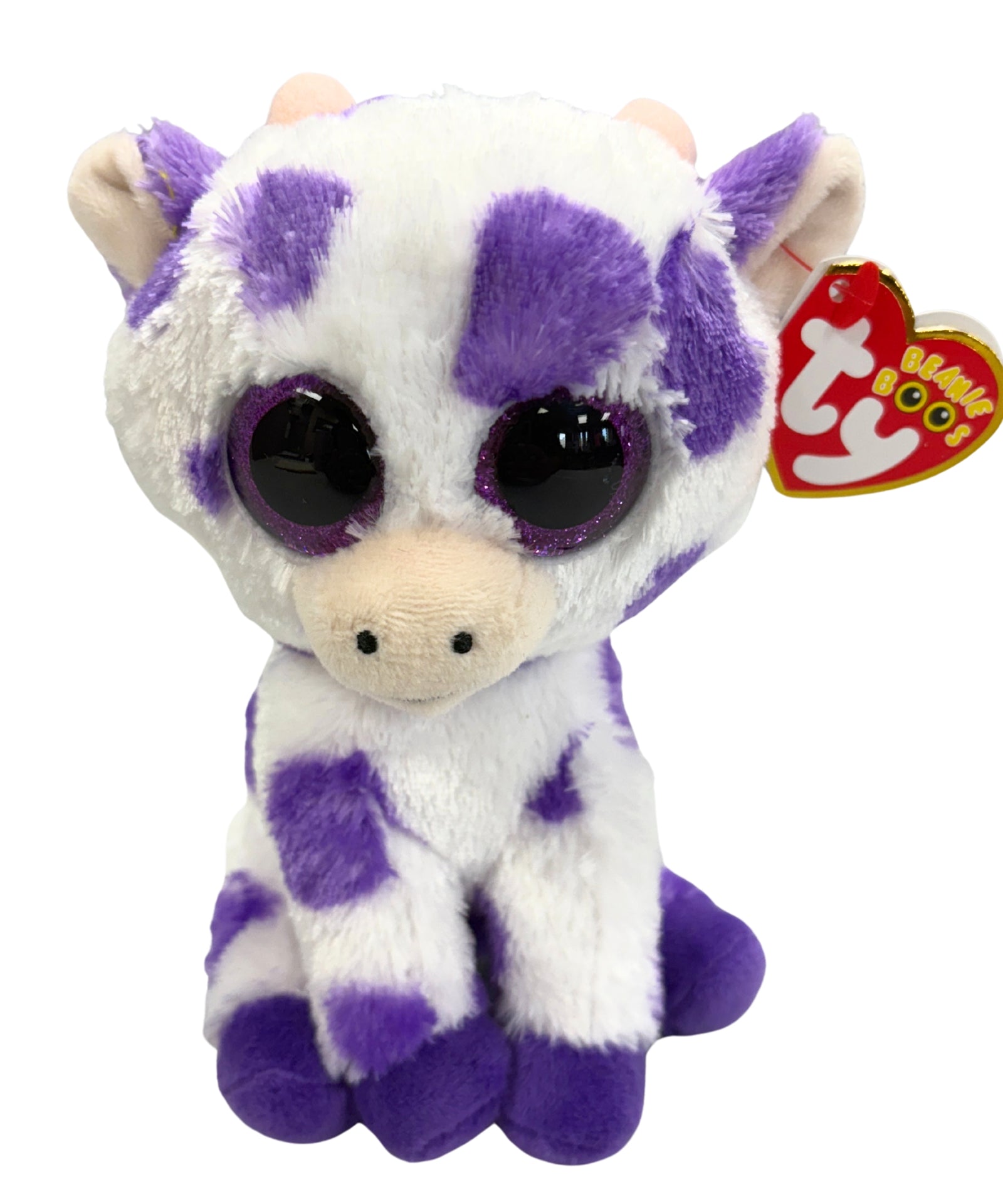 Ty Beanie Boos - Ethel the Purple Cow, Glitter Eyes