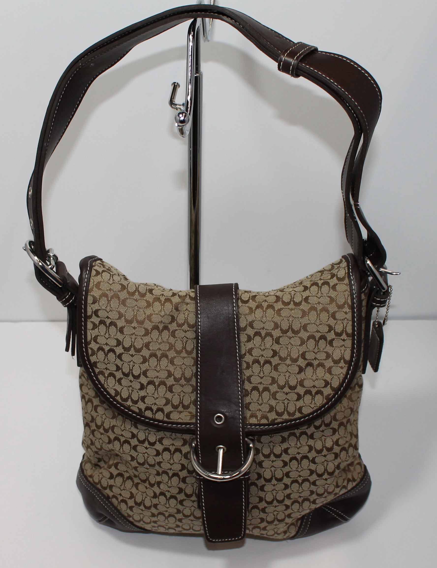 Coach Purse: 6376 Signature Brown Shoulder Bag