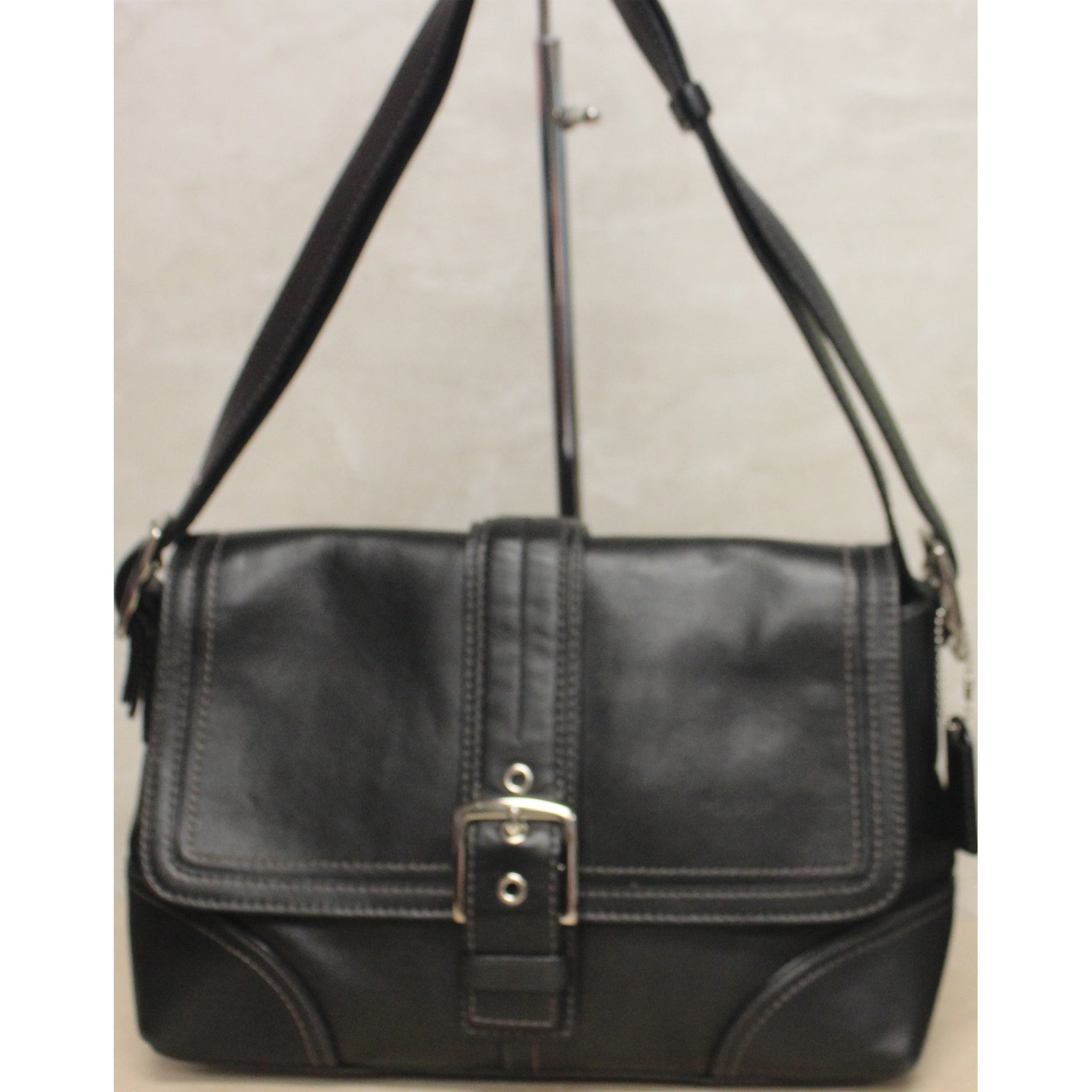 Coach Purse: 11196 Black Hampton Leather Shoulder Bag