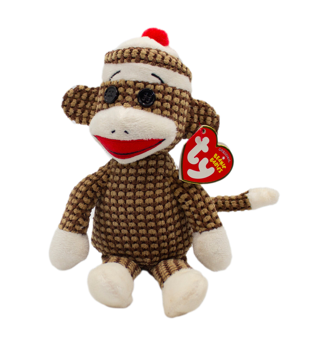Ty Beanie Baby Quilted Brown Sock Monkey
